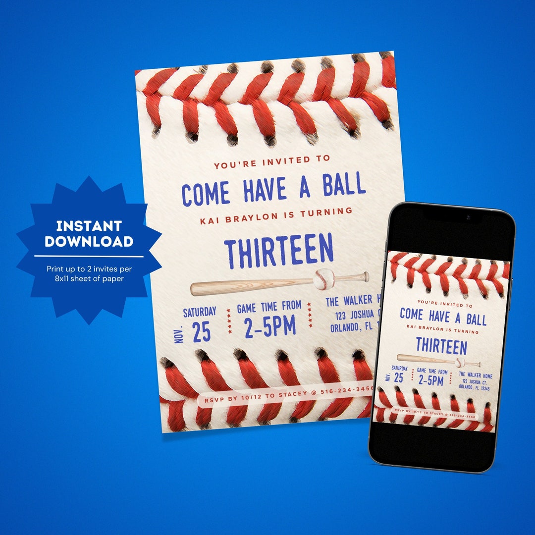 Baseball Birthday Invitation | Baseball Birthday Invite | Baseball ...