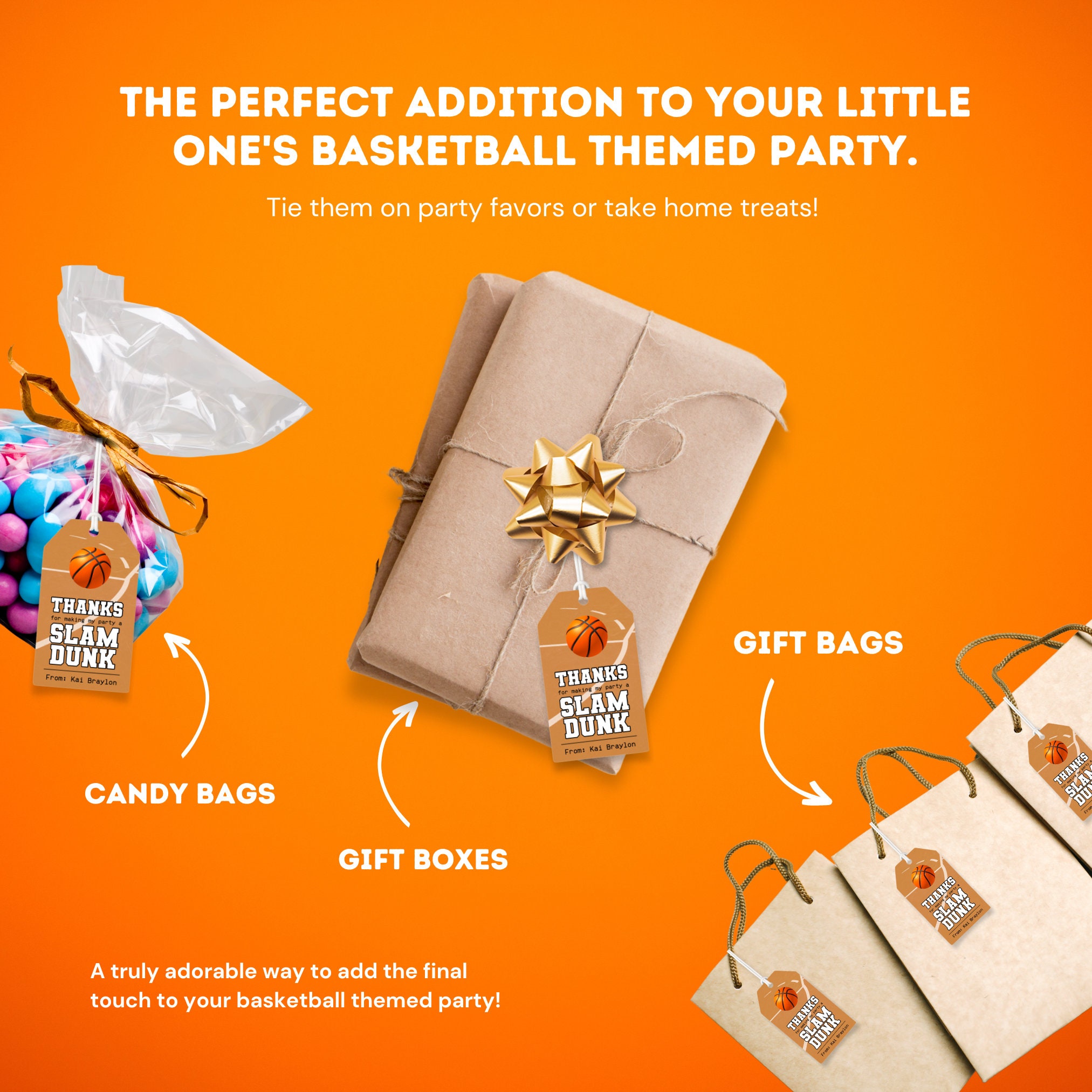 Basketball Party Thank You Tags Basketball Themed Birthday Party Tags ...