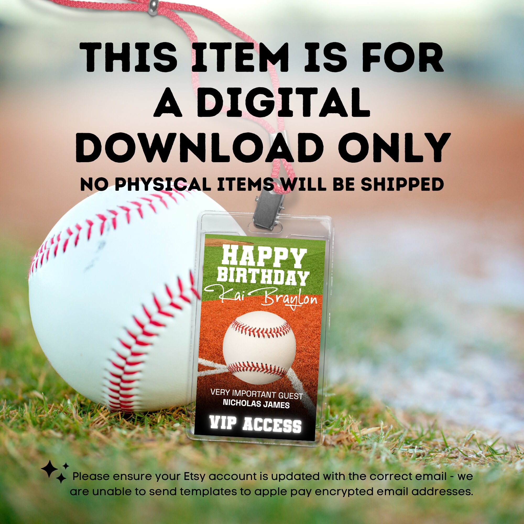 Baseball Birthday Name Badge Baseball Party Lanyard Baseball Themed ...