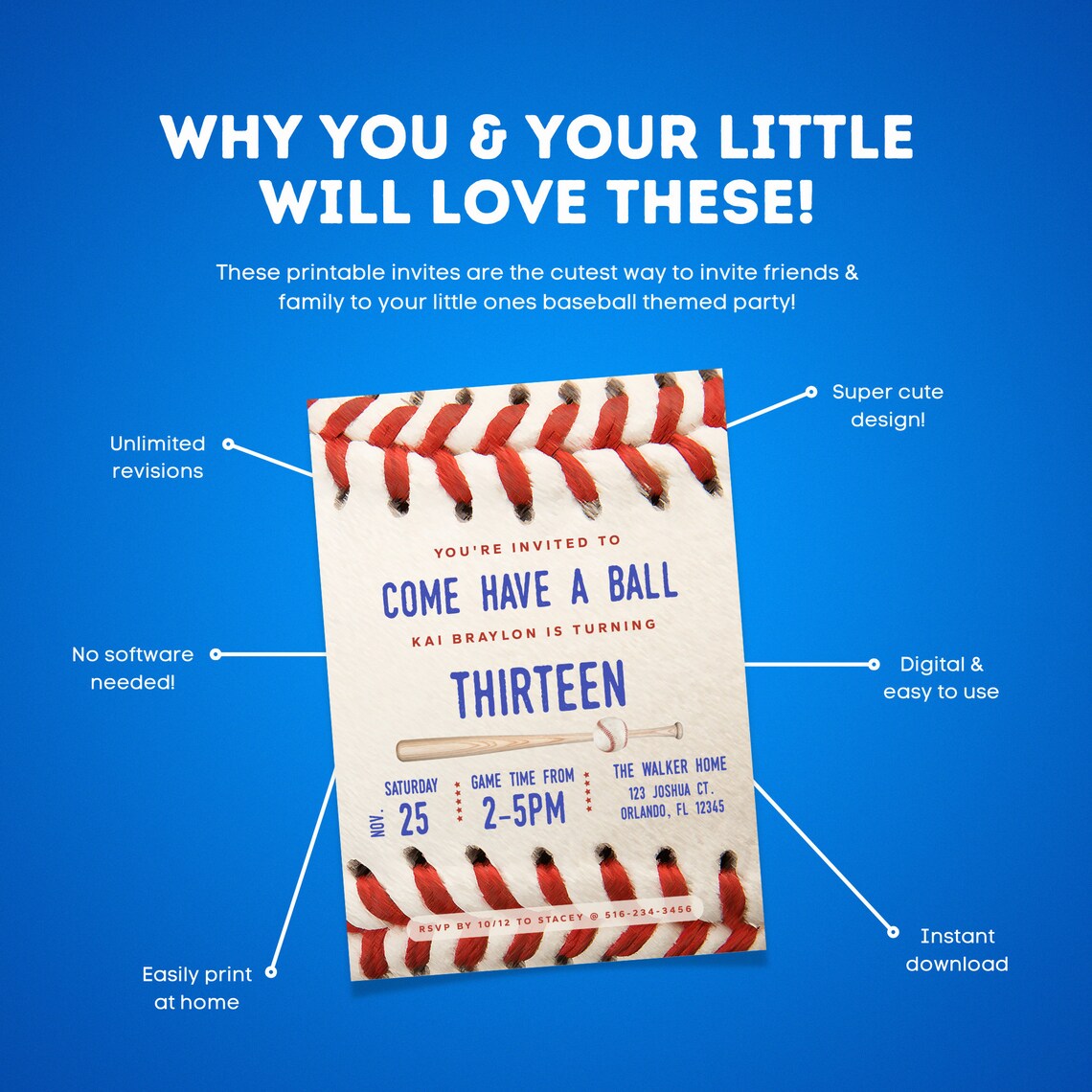 Baseball Birthday Invitation Baseball Birthday Invite Baseball Themed ...