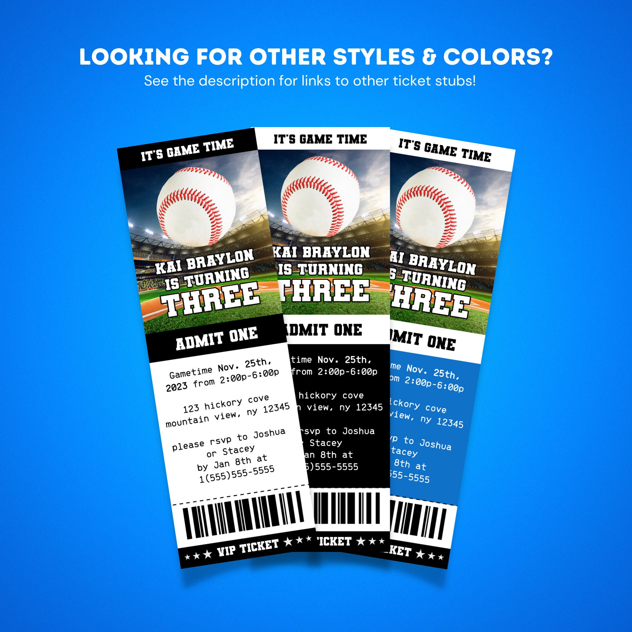 Baseball Ticket Birthday Invitation Baseball Ticket Invite - Etsy