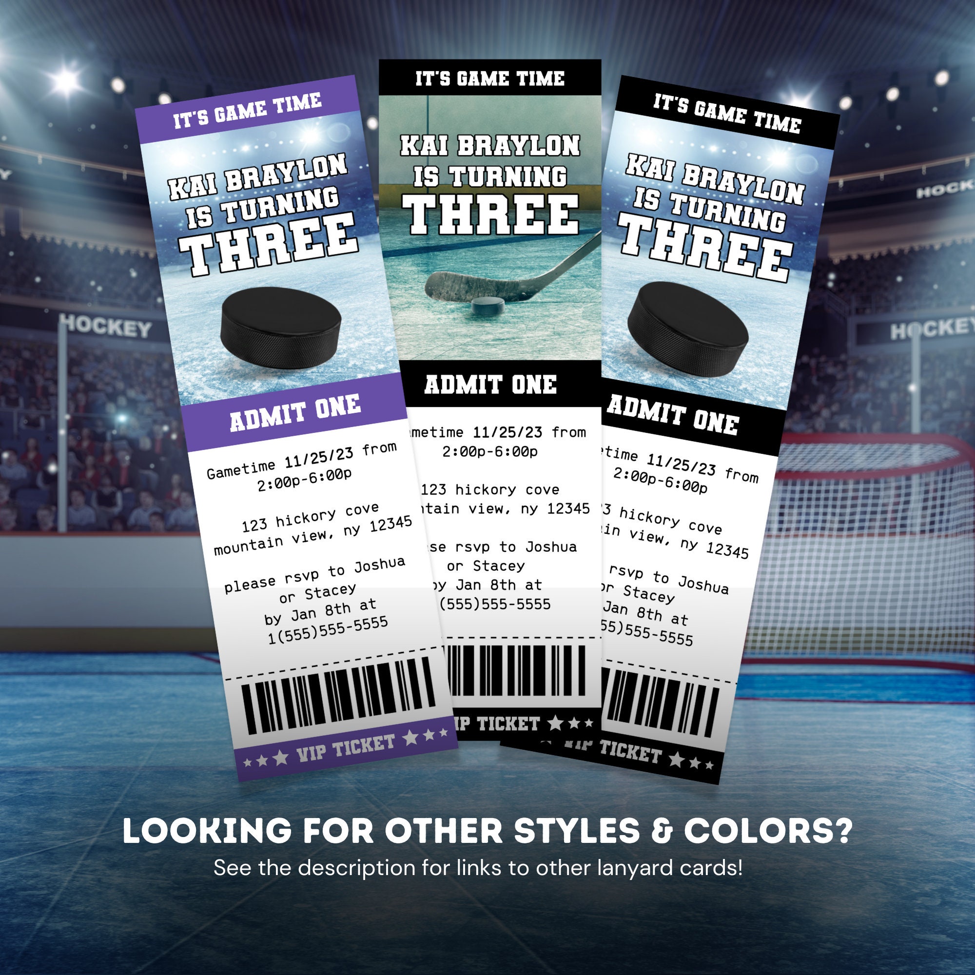Hockey Birthday Party Ticket Invite | Hockey Themed Event Ticket ...