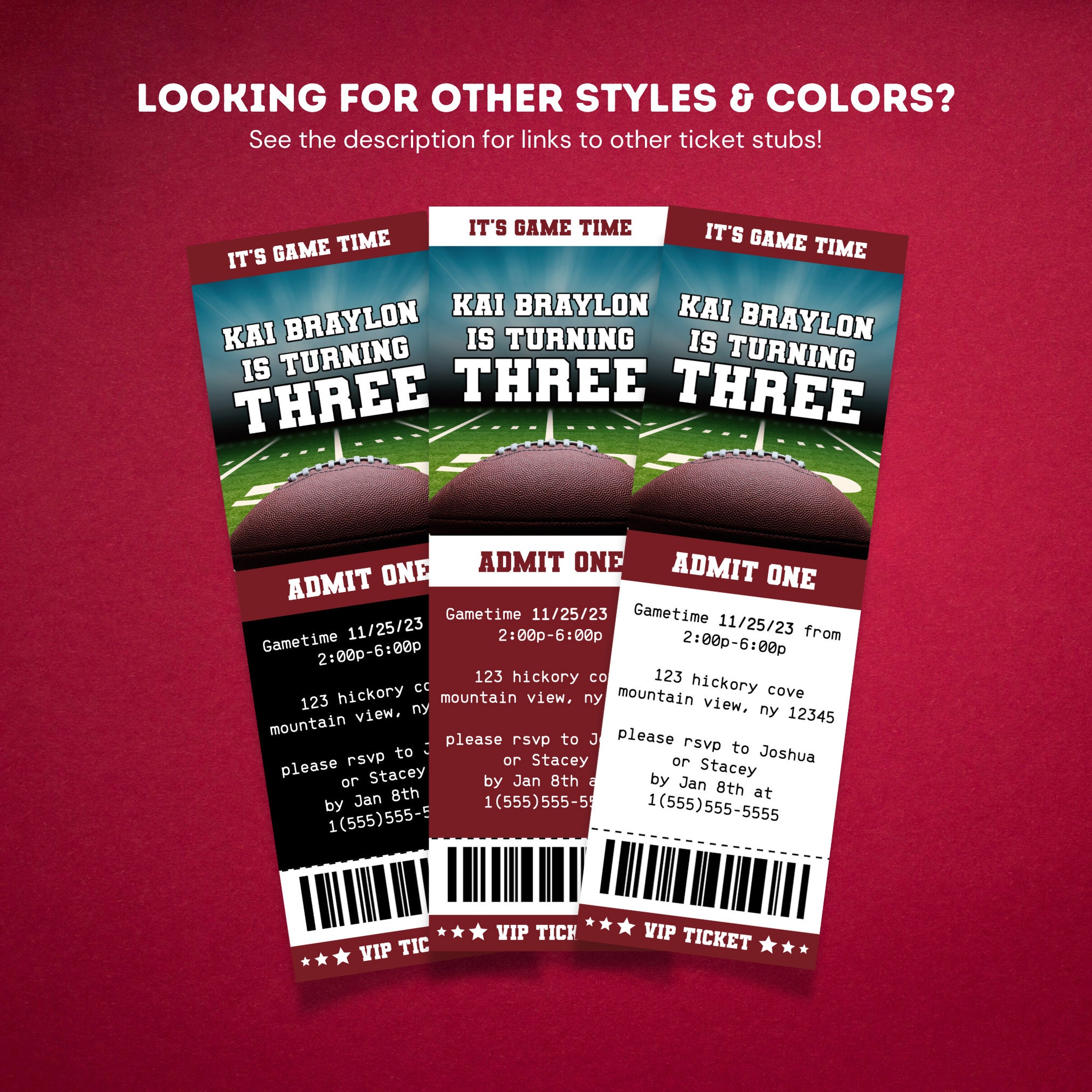 Football Ticket Birthday Invitation Football Ticket Invite Football ...