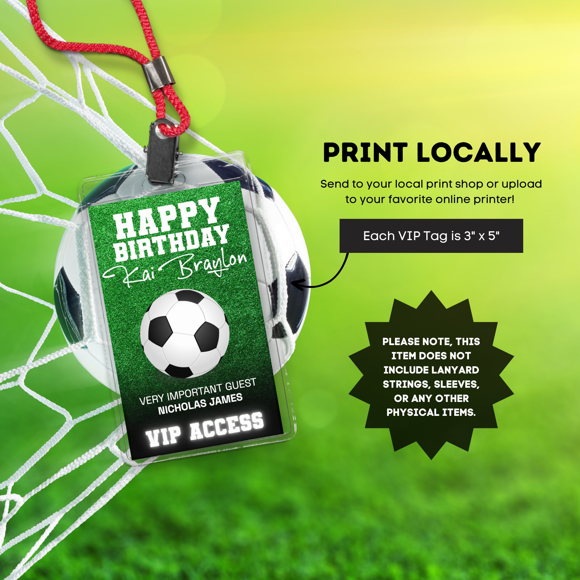 Soccer Party ID Badge | Soccer Birthday Party Lanyard | Soccer Themed ...