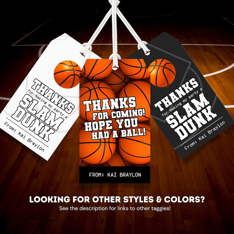 Basketball Party Thank You Tags Basketball Themed Birthday Party Tags ...