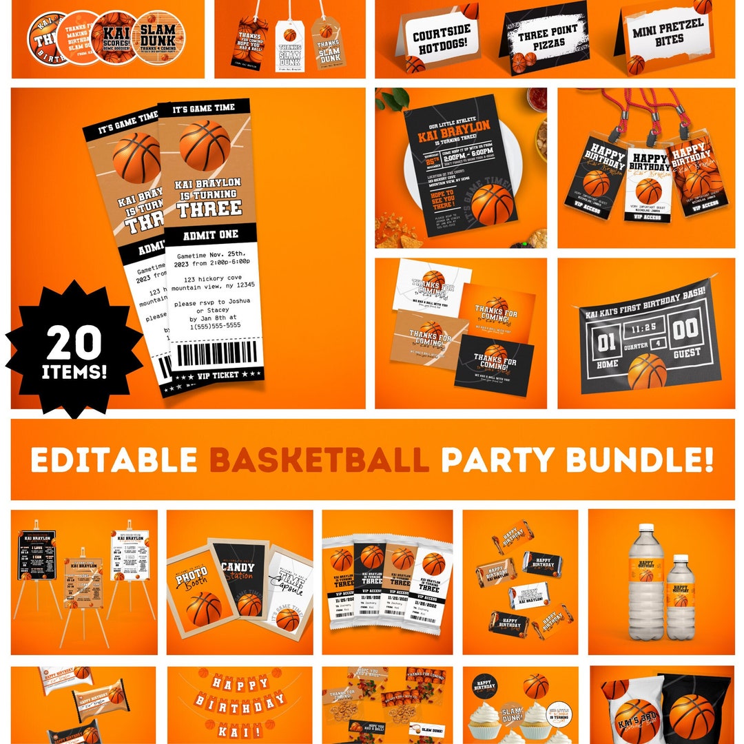Basketball Birthday Bundle Basketball Birthday Party Basketball Themed ...