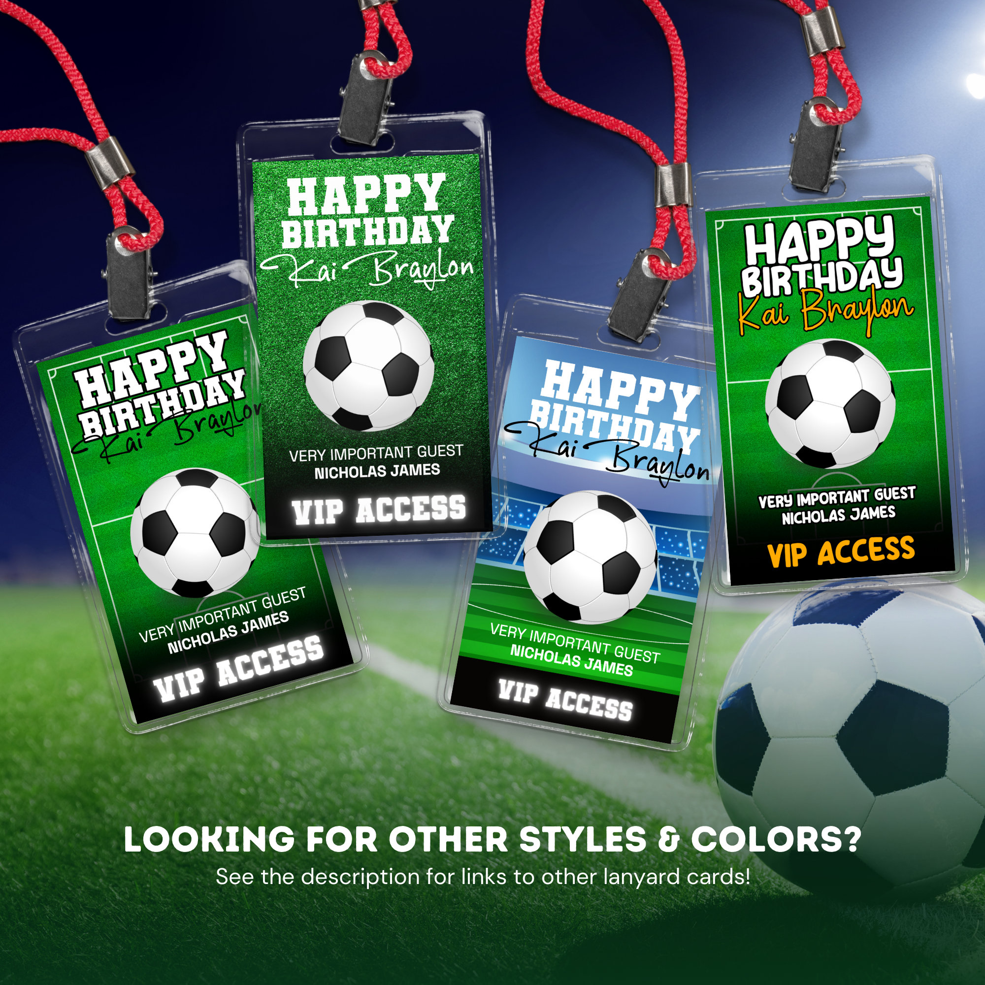 Soccer Birthday Party ID Badge Soccer Birthday Lanyard Soccer Themed ...