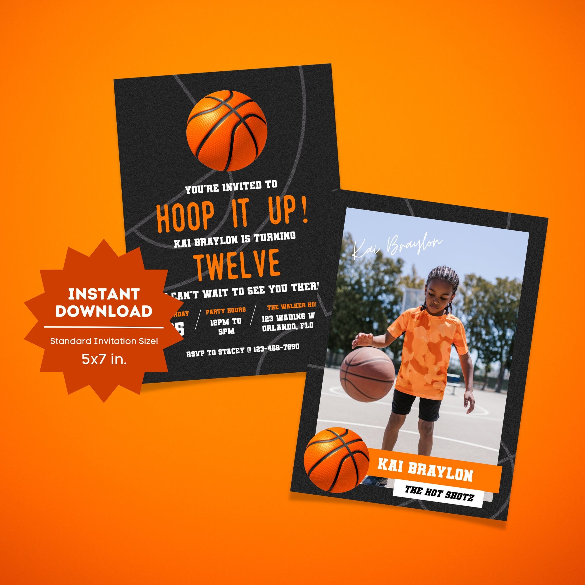 Basketball Birthday Invitation With Picture | Basketball Party Invite ...