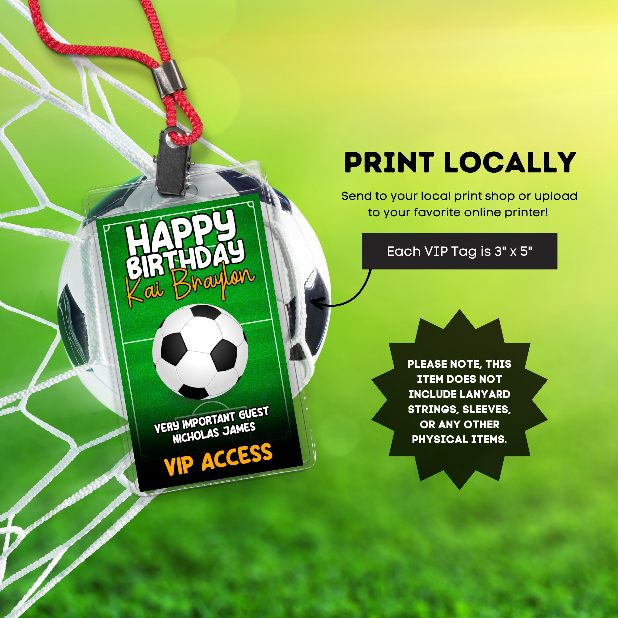 Soccer Birthday Party ID Badge Soccer Birthday Lanyard Soccer Themed ...