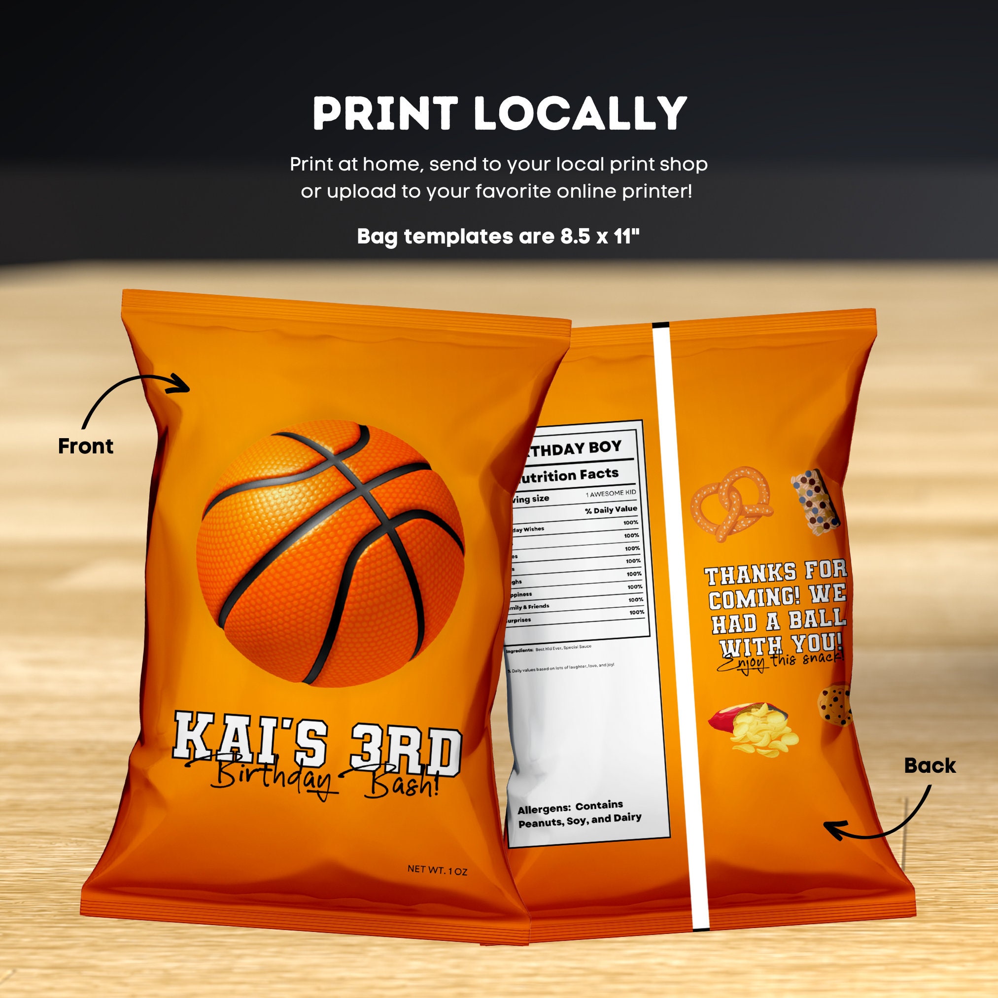Basketball Birthday Potato Chip Bags Basketball Theme Party Chip Bag Covers Basketball Chip Bag