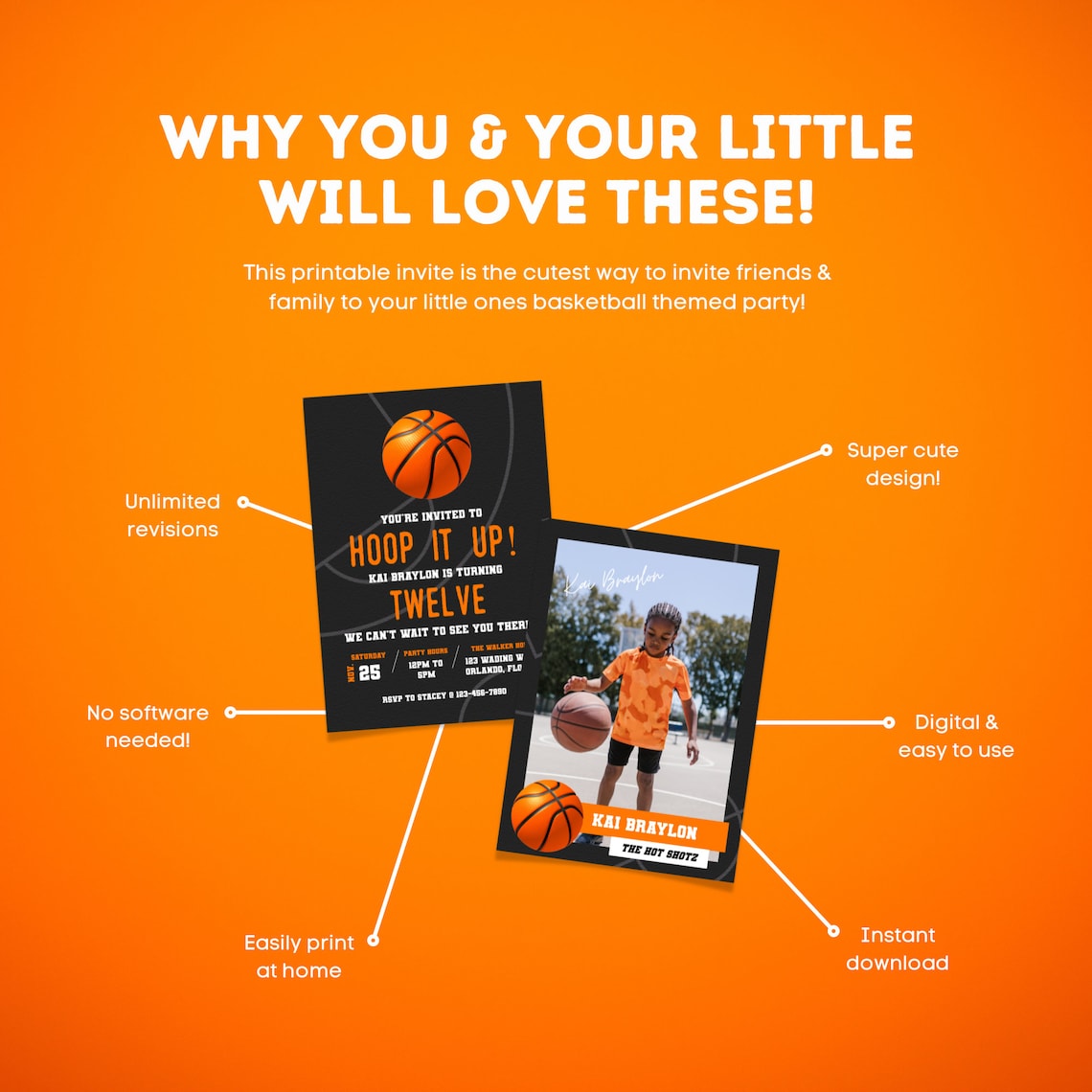Basketball Birthday Invitation With Picture | Basketball Party Invite ...