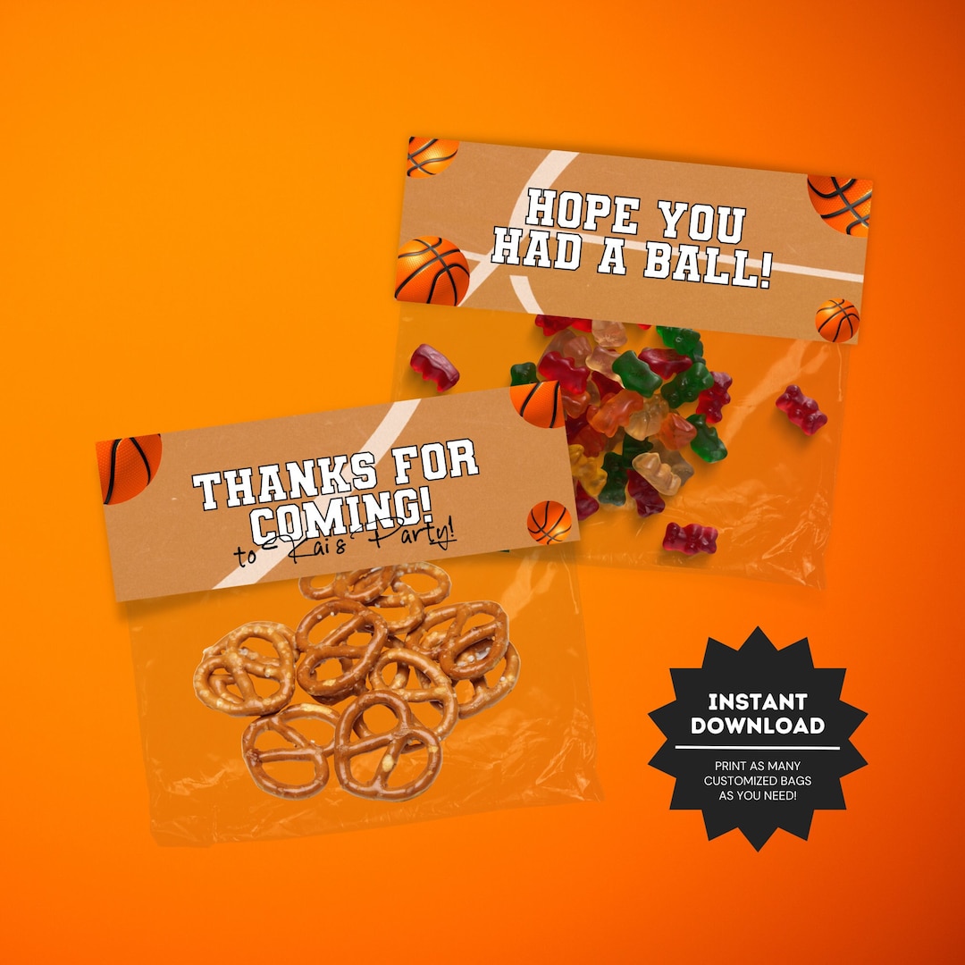 Basketball Birthday Treat Bag Toppers Basketball Party Favor - Etsy