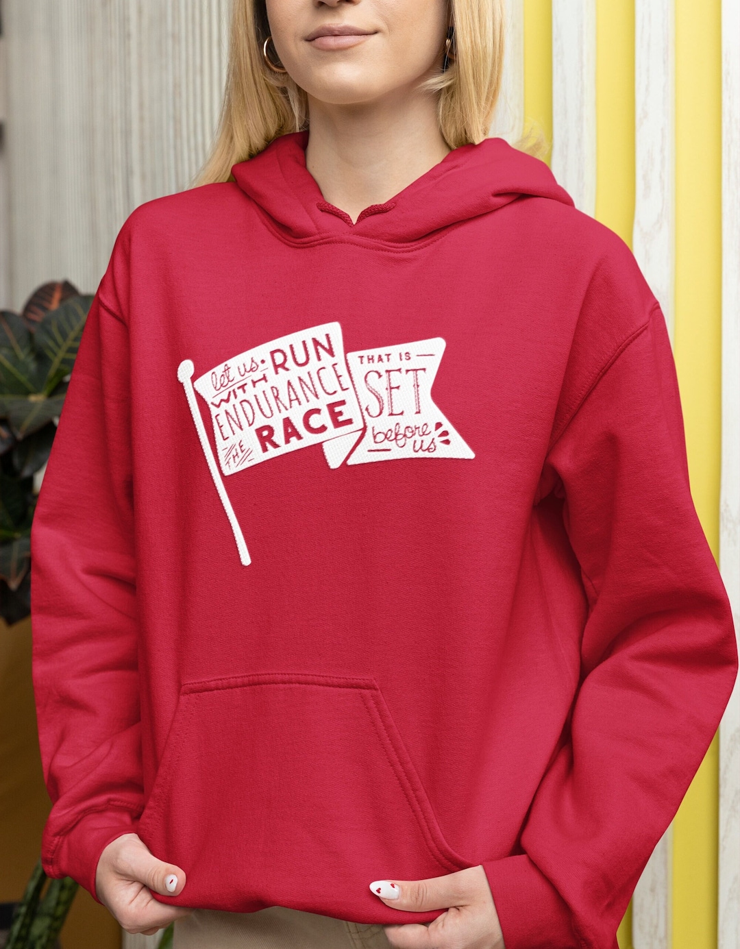 Christian Runner Hoodie Hebrew 12:1 Let Us Run With Endurance the Race ...