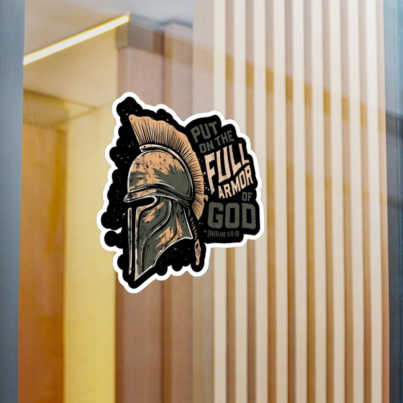 Bible Verse Sticker Armor of God Spartan Helmet of Salvation Ephesians ...