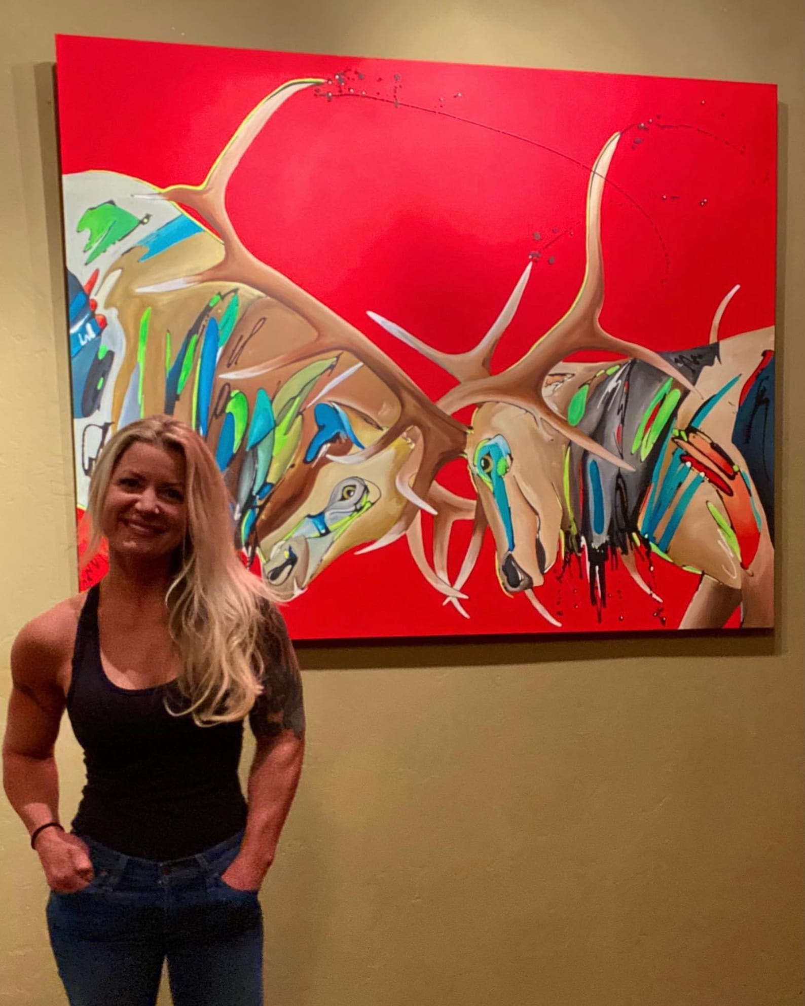 Fighting Bull Elk Original Wildlife Art By TARA BANKS Pop Art | Etsy