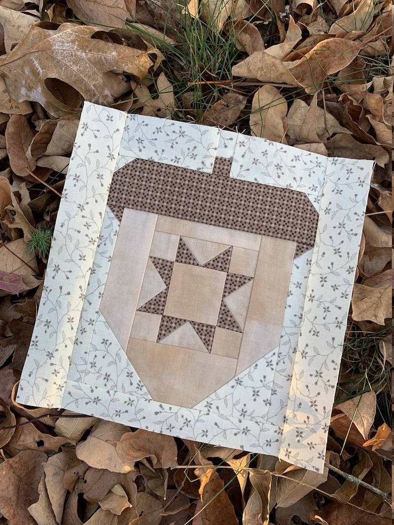 Acorn Quilt Block Sawtooth Star Downloadable Pattern PDF, Fall Autumn ...