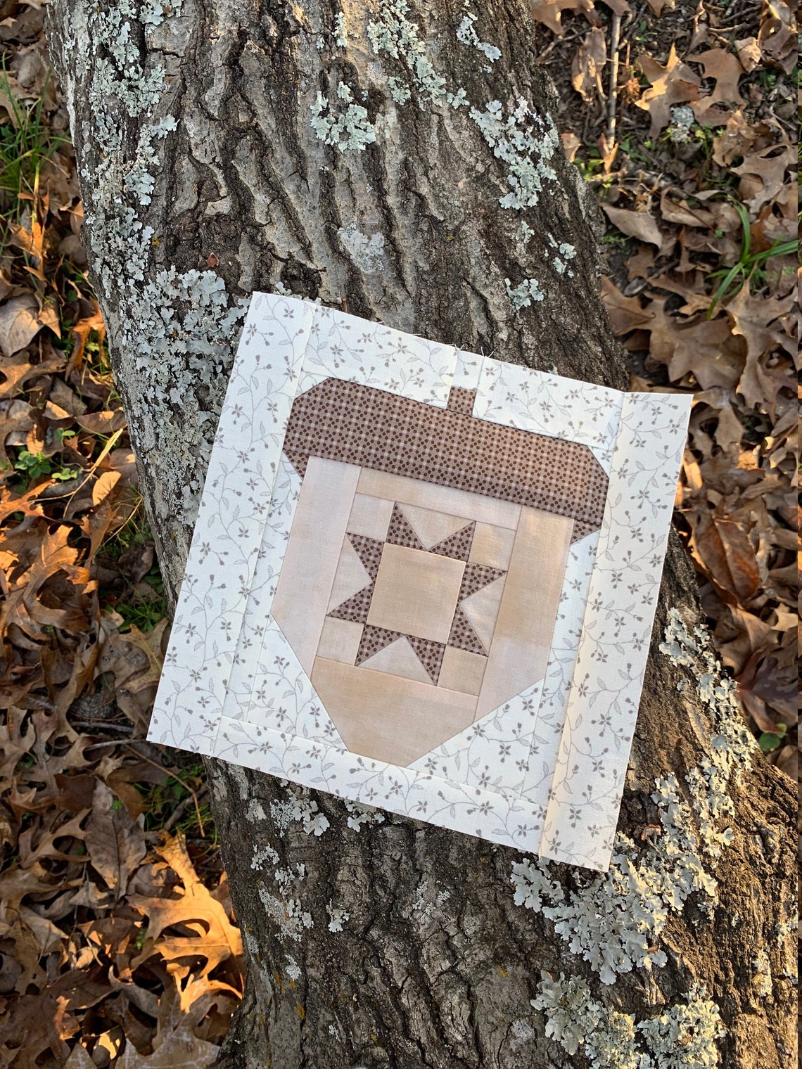 Acorn Quilt Block Sawtooth Star Downloadable Pattern PDF, Fall Autumn ...