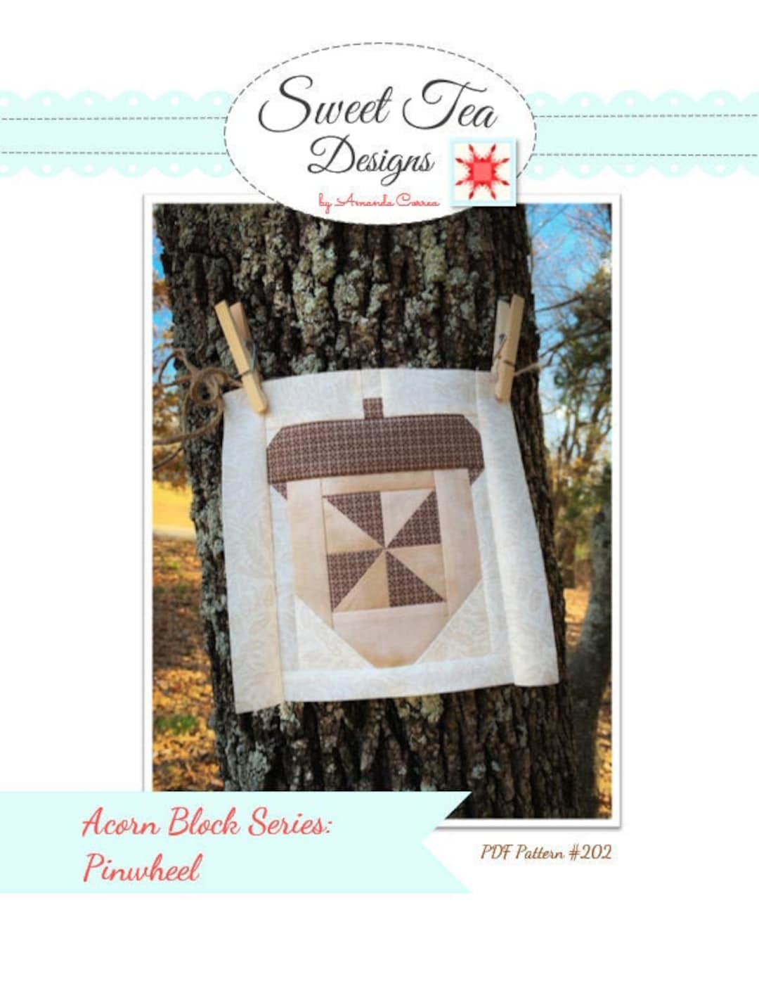 Acorn Pinwheel Quilt Block 8.5” PDF Pattern Download, Fall Autumn, Free ...