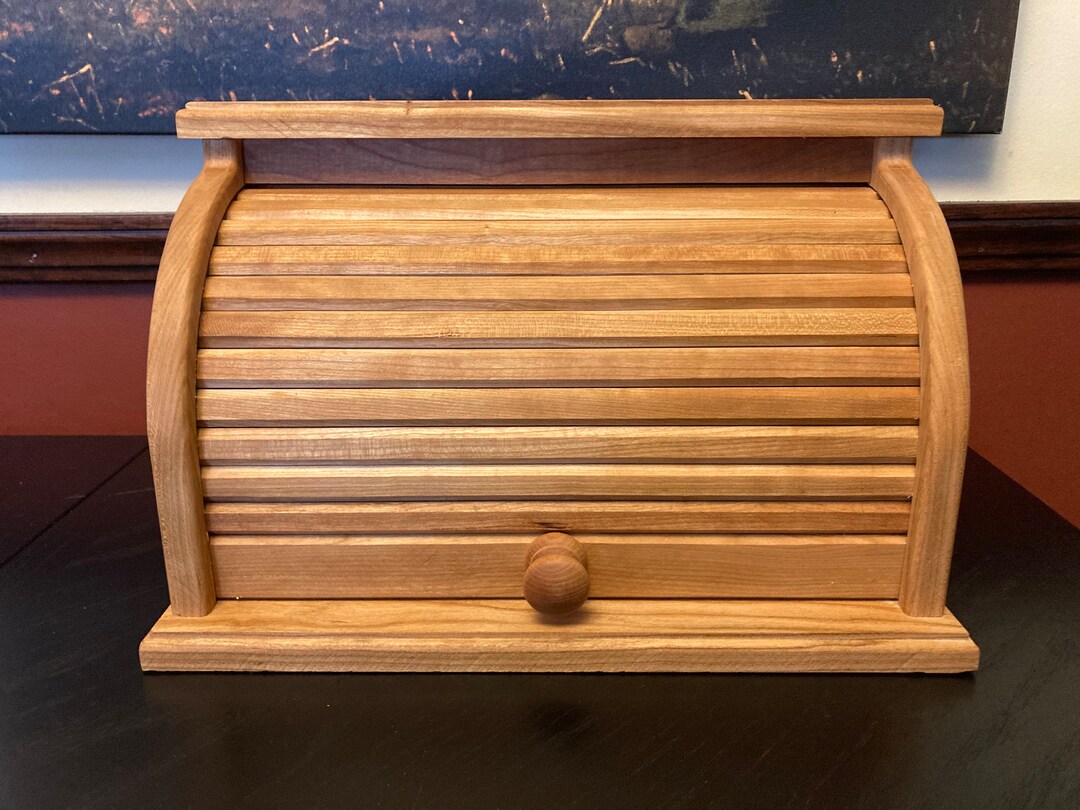Cherry Roll Top Bread Box - Natural Finish - Etsy