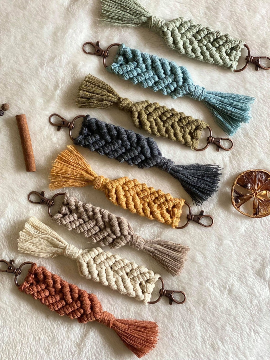 Macramé Fishtail Keychain, Ancient Copper Lobster Claw Keychain - Etsy