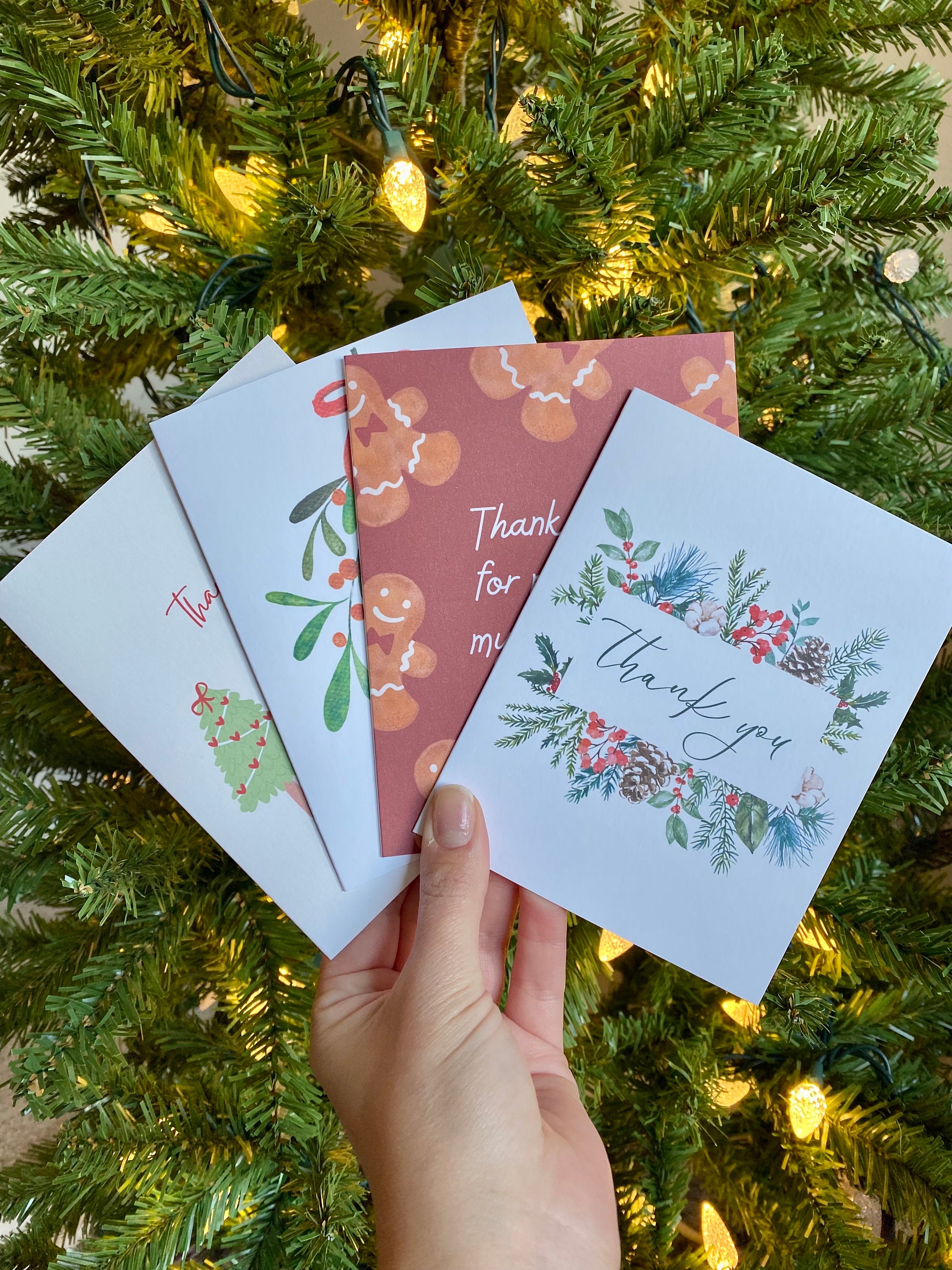 Christmas Tree Thank You Notes Cute Christmas Stationary - Etsy