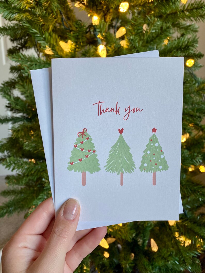 Christmas Tree Thank You Notes Cute Christmas Stationary - Etsy