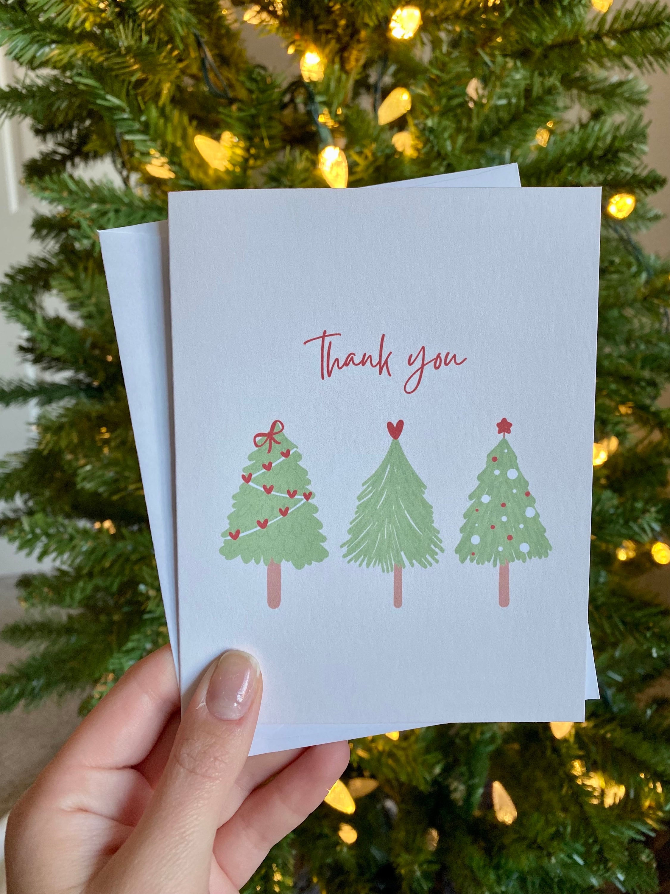 Christmas Tree Thank You Notes Cute Christmas Stationary - Etsy
