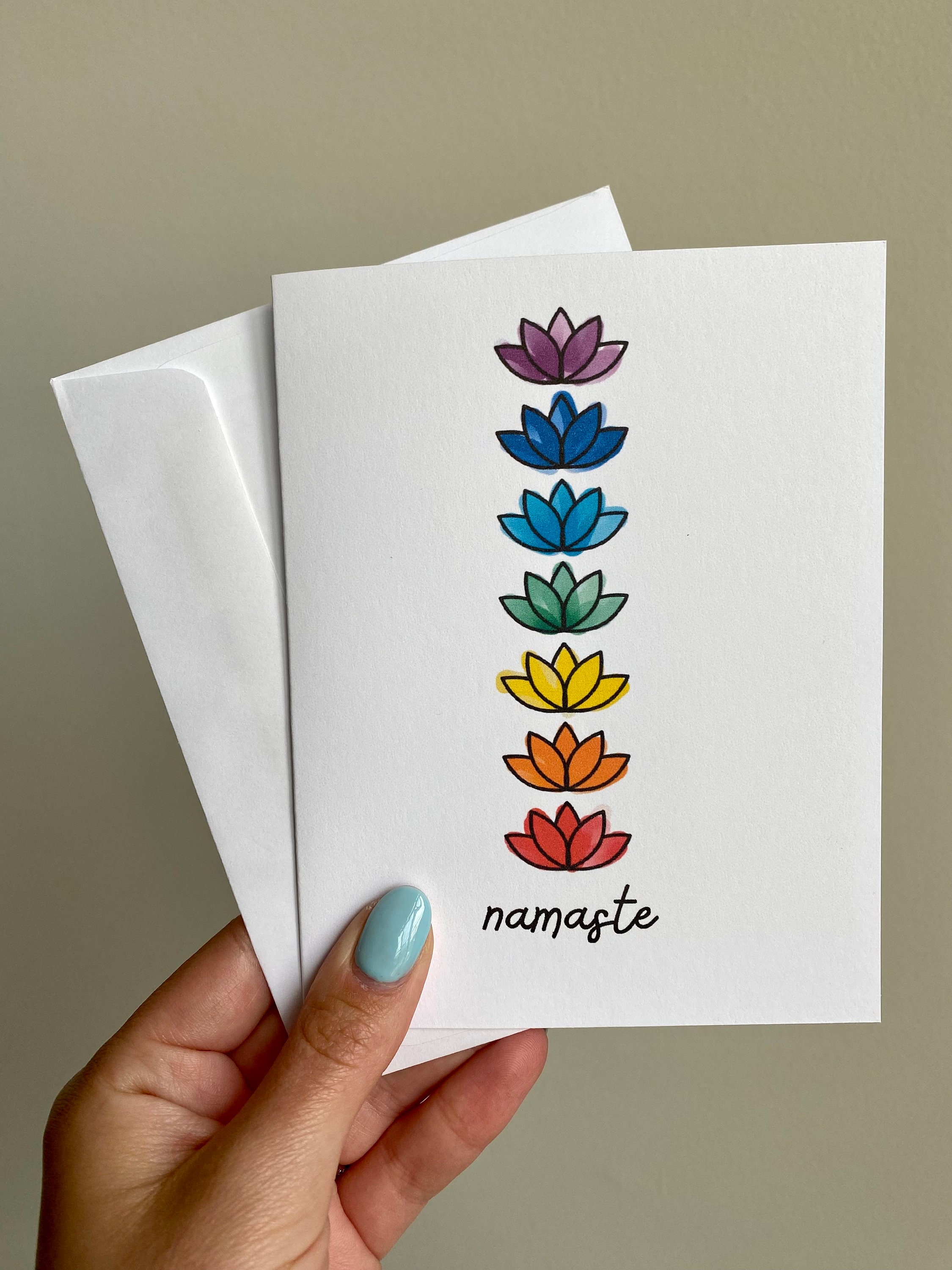Namaste Greeting Card Lotus Flower Chakras Chakra Greeting Card Namaste ...