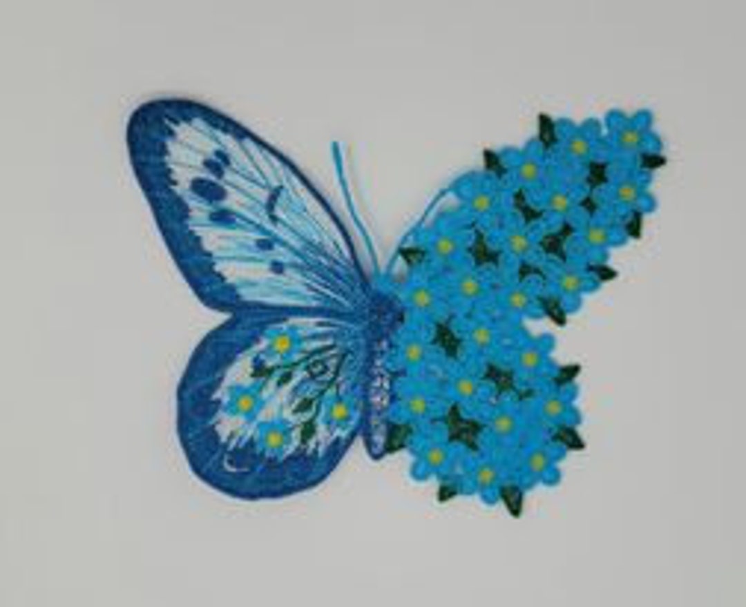Magnet, Forget-me-nots Butterfly Magnet, Embroidered Magnet ...