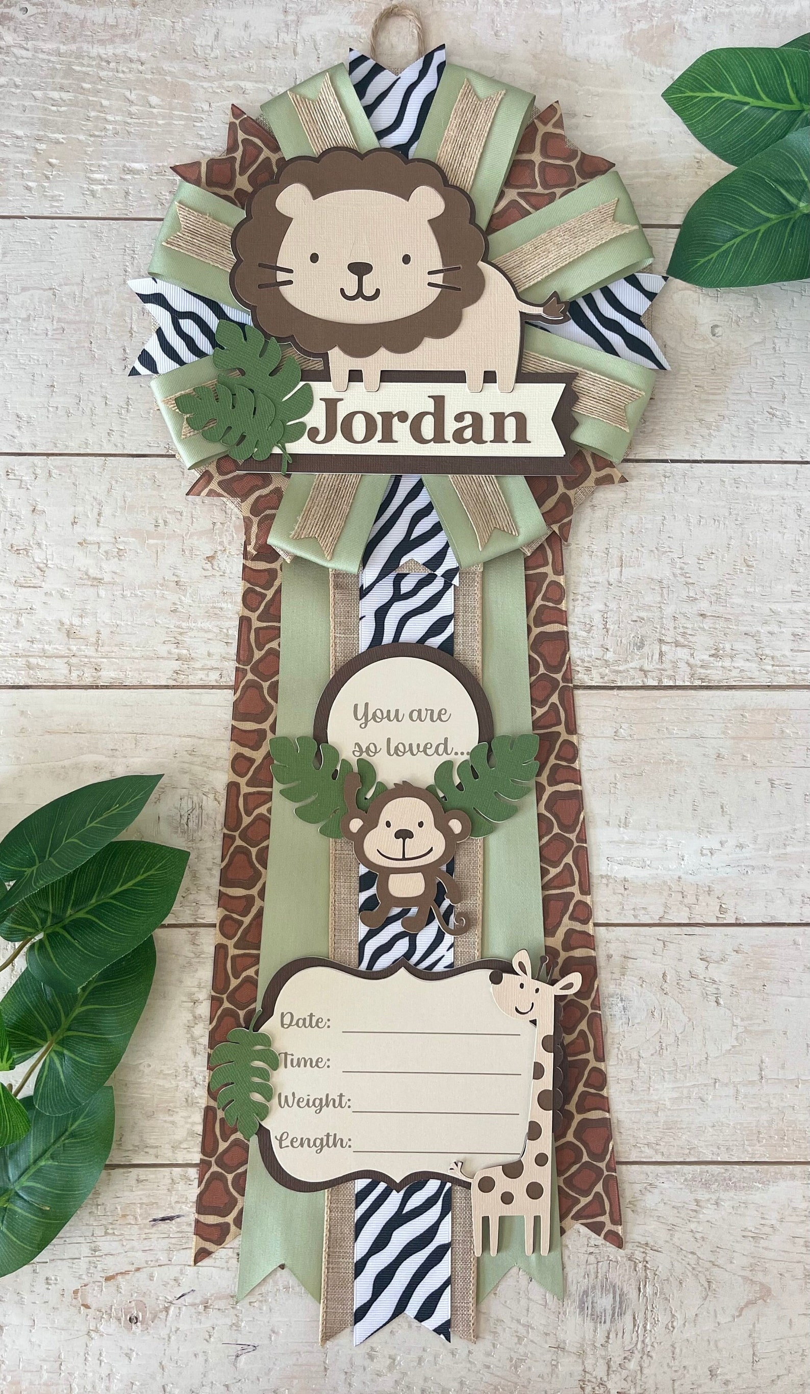 Safari Newborn Door Hanger, Safari Nursery Decor, Safari Baby Boy Door ...