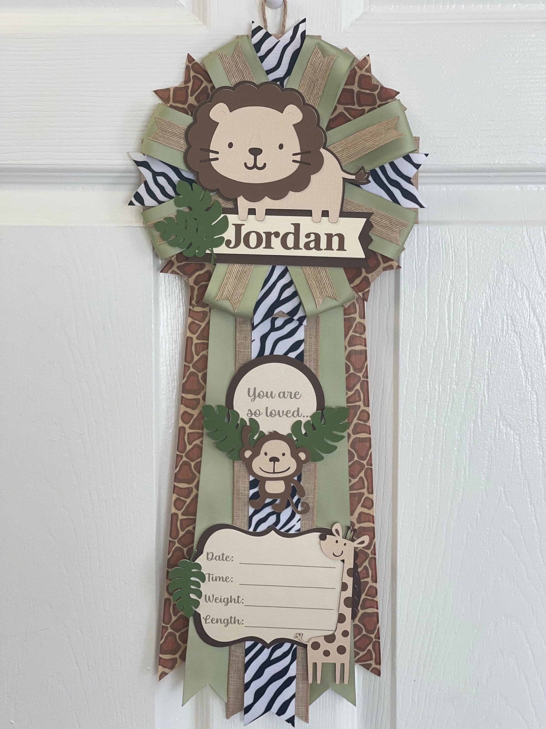 Safari Newborn Door Hanger, Safari Nursery Decor, Safari Baby Boy Door ...