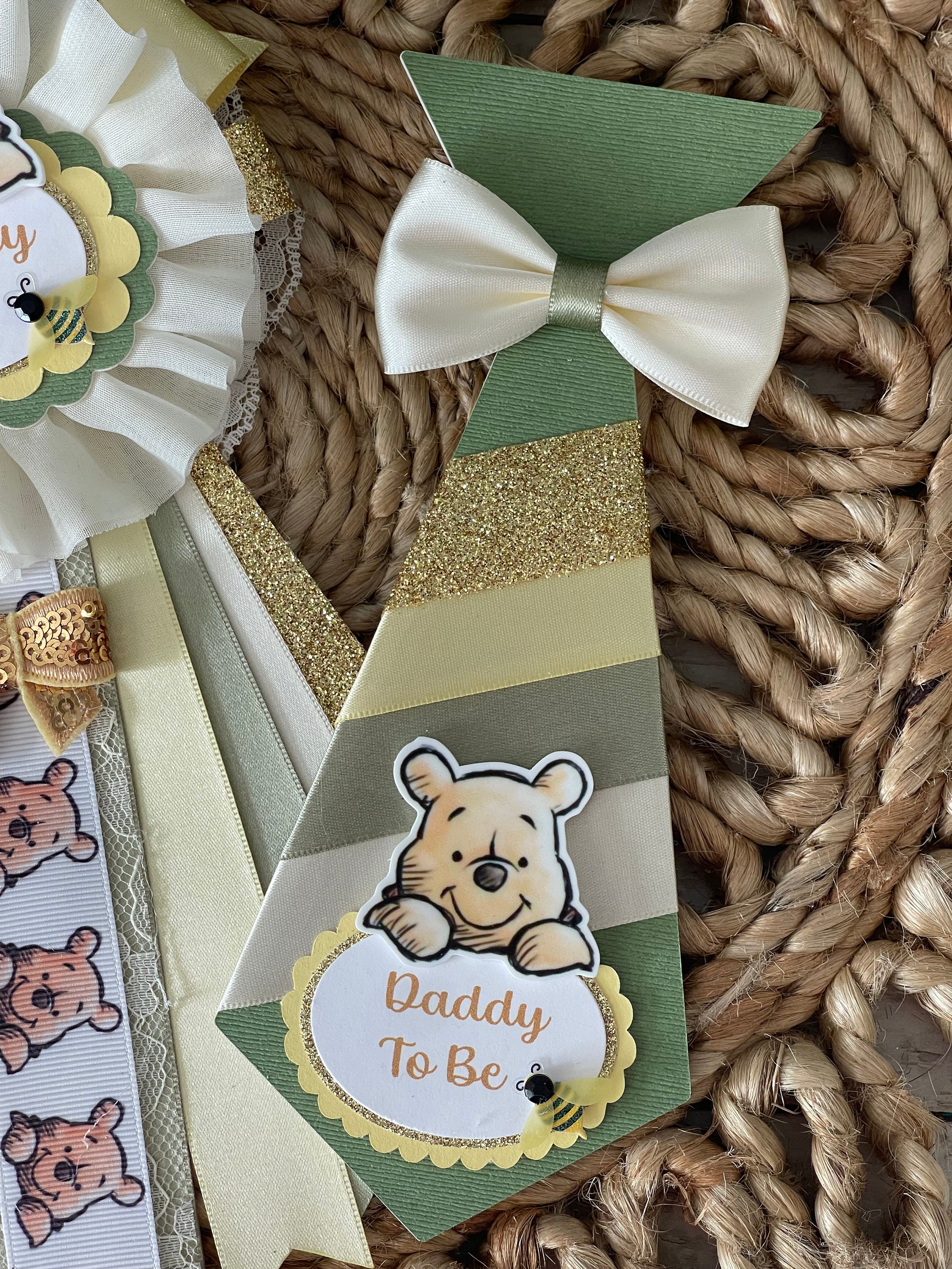 Bear Baby Shower Corsage Set: Green & Yellow Gender Neutral Baby Shower ...