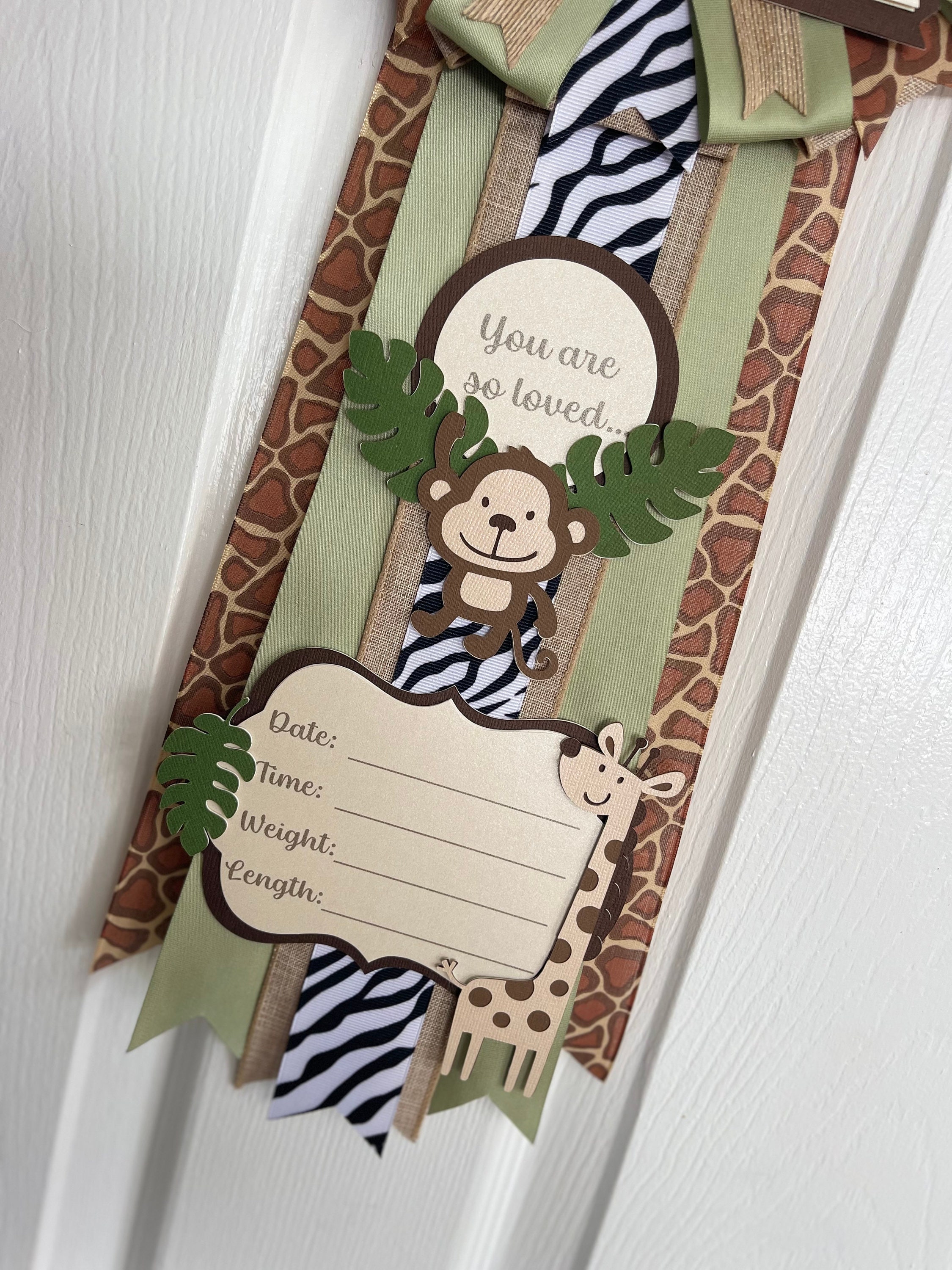 Safari Newborn Door Hanger, Safari Nursery Decor, Safari Baby Boy Door ...