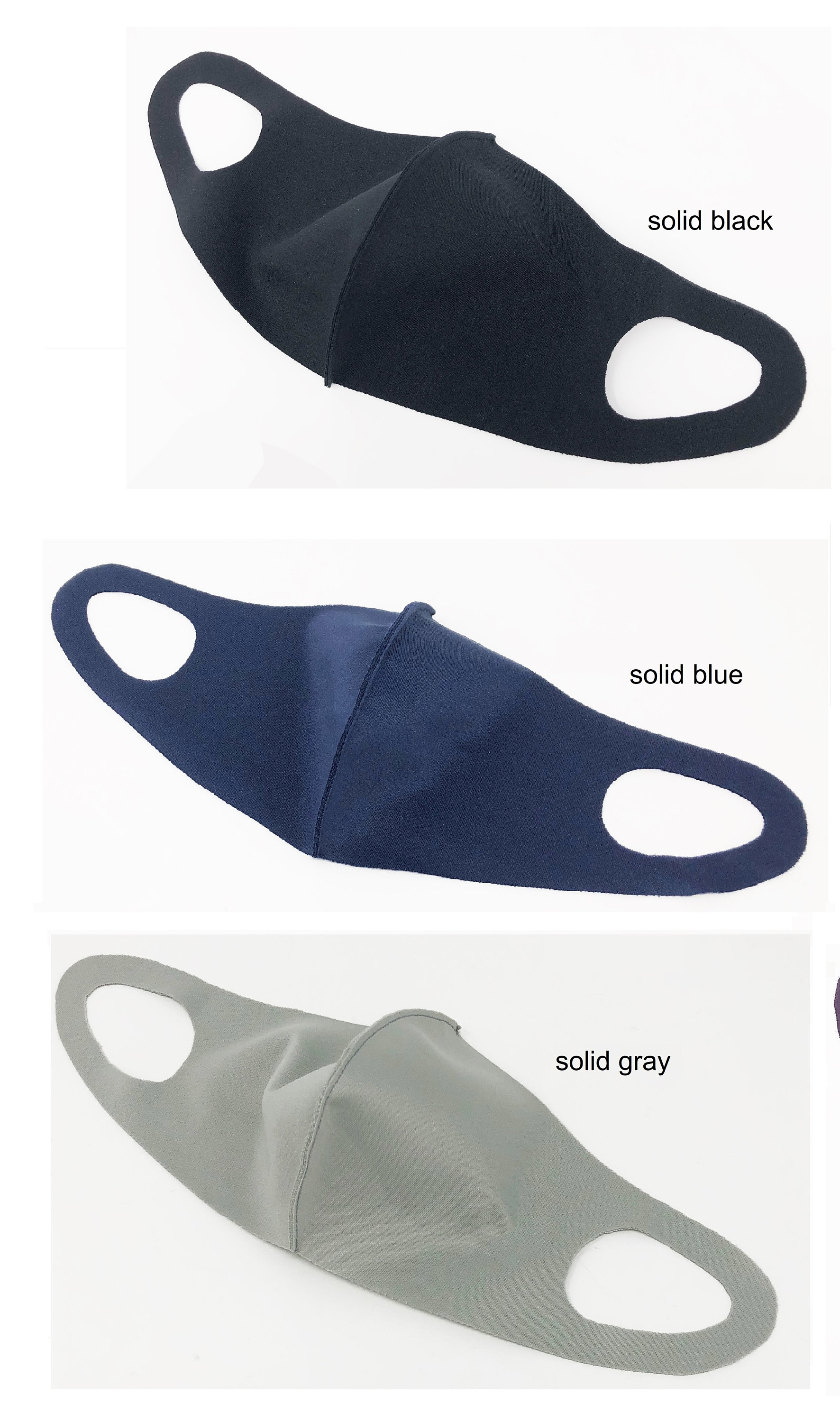 Buy Unisex Cloth Face Masks for Adults: Stretchy 100% Hand Made 3-pack ...