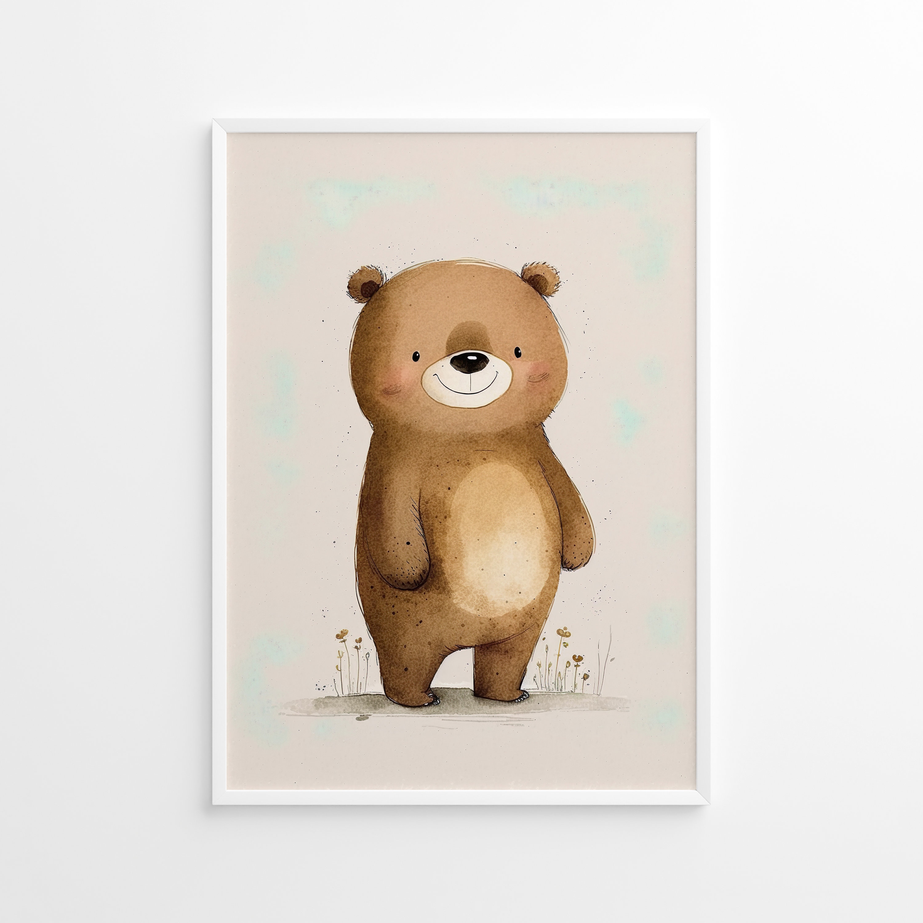 Nursery Poster, Cute Small Brown Bear, Nursery Decoration, Digital ...