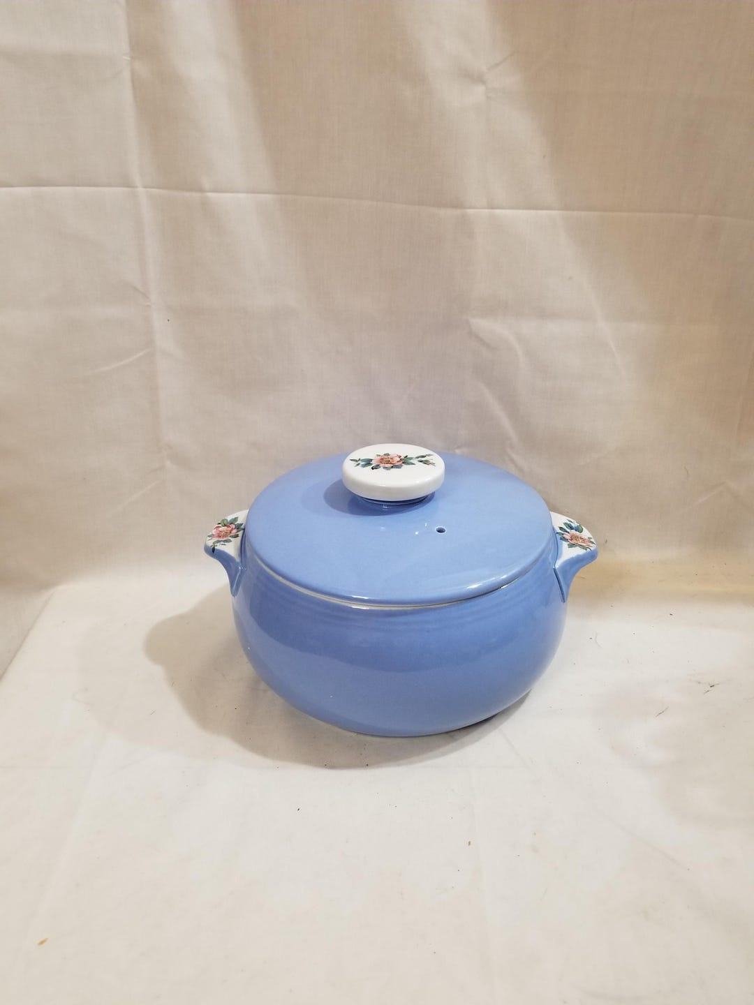 Vintage 1940s Hall 1259 Rose Parade Blue Bean Pot Casserole Dish - Etsy