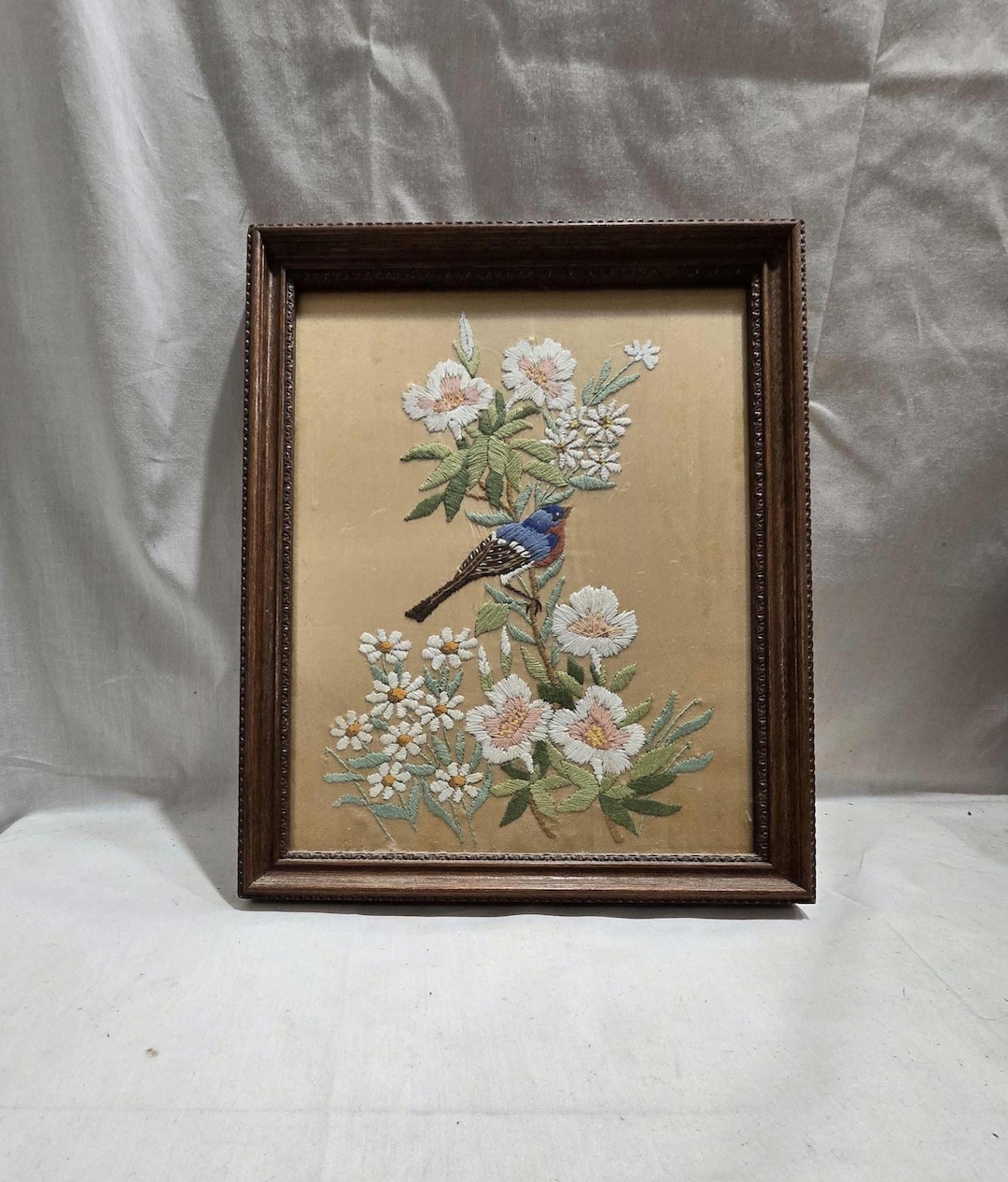 Vintage Flower Bird Crewel Embroidery Picture Wall Decor - Etsy