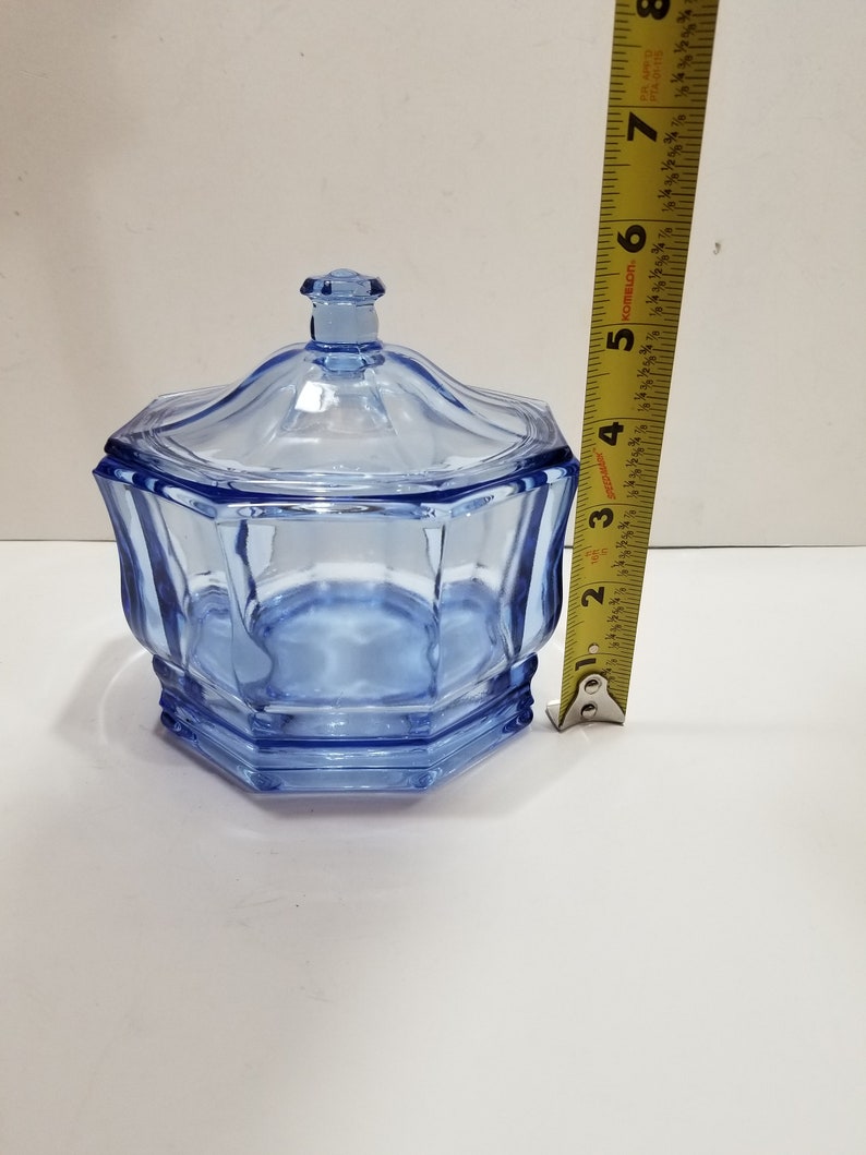 Collectibles Art & Collectibles Candy Dish Blue glass with octagonal ...