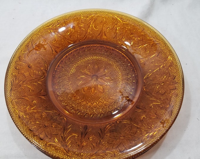 4 Vintage Tiara Amber Glass Dinner Plates - Etsy