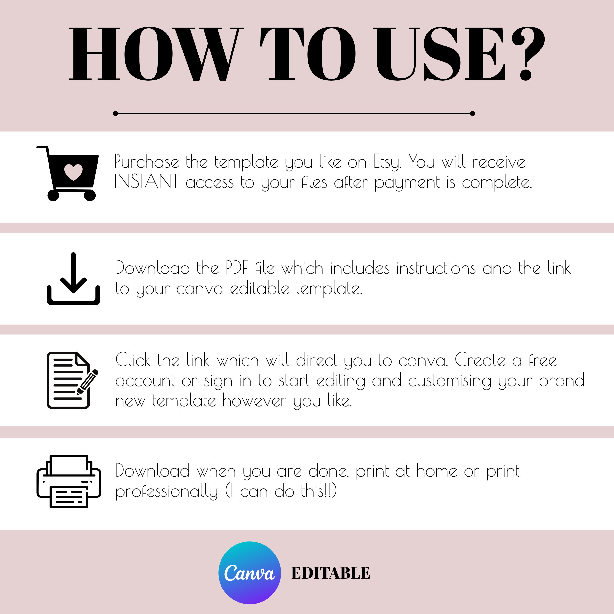 Invoice Template Editable, Small Business Custom Order Form Printable ...