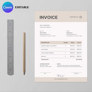 Invoice Template Editable, Small Business Custom Order Form Printable ...