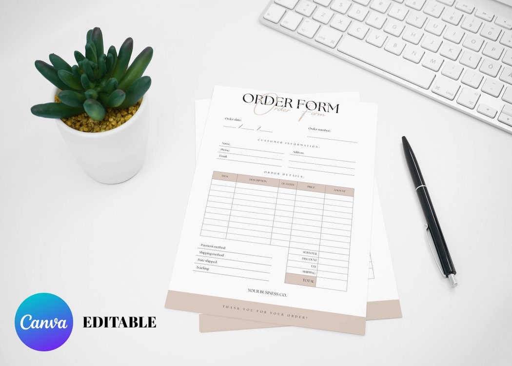 Editable Canva Order Form Template for Small Business Printable Craft ...