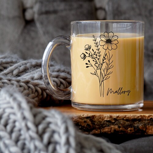 Custom Flower Name Mug Birthday Gift for Her Personalized - Etsy