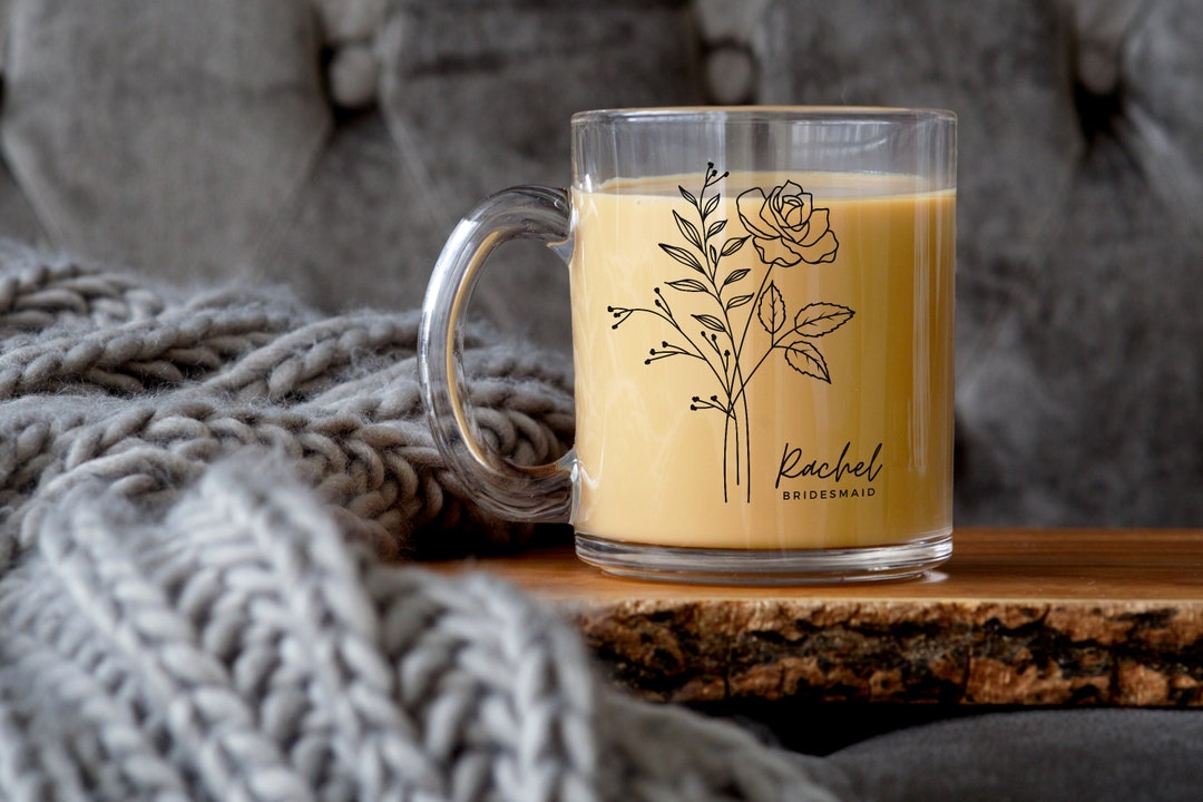 Bridesmaid Gift, Floral Mug, Personalized Mug, Bridesmaid Mug, Custom ...