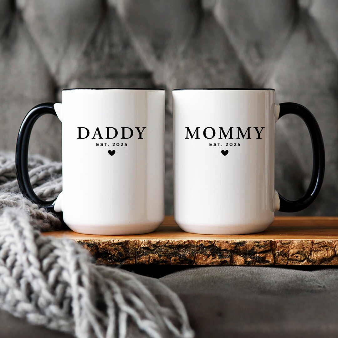 Mommy Daddy Mugs With Custom Year, Christmas Gift for Parents, Birthday ...