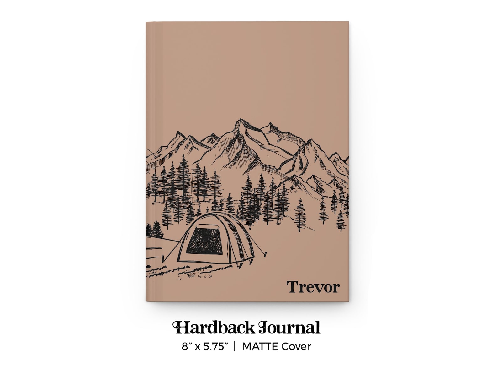 Journal for Men, Mountain Notebook With Camping Tent, Personalized Name ...