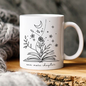 One More Chapter Mug, Gift for Book Lover, Celestial Floral Book Mug ...