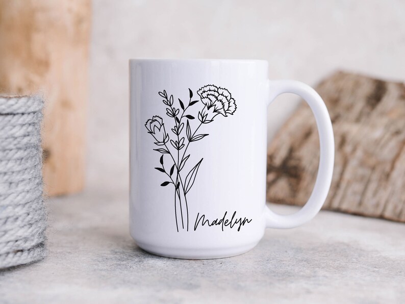 Custom Flower Name Mug Birthday Gift for Her Personalized - Etsy