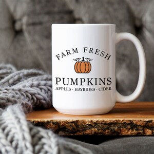 Fall Mug, Farm Fresh Pumpkins, Cute Fall Coffee Cup, Vintage Aesthetic ...