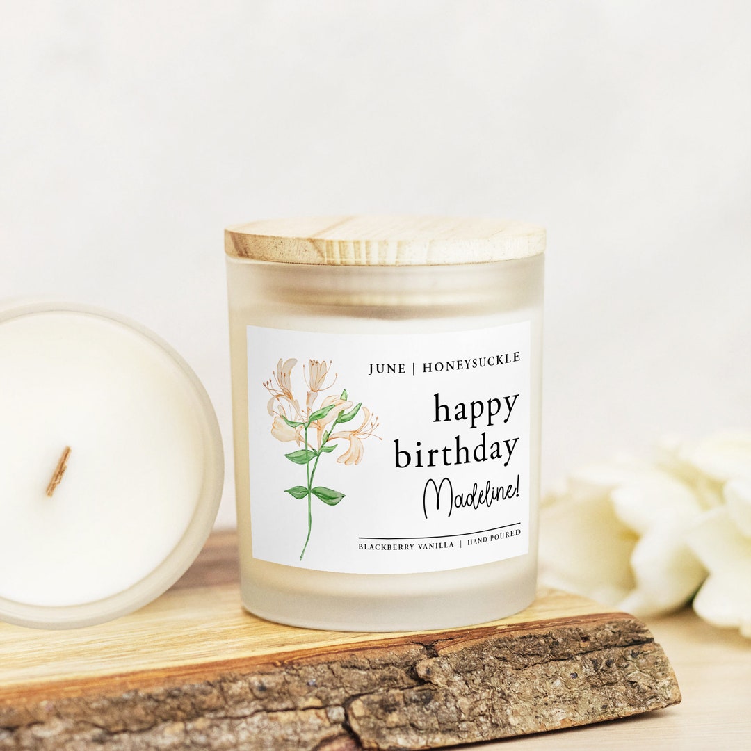 Custom June Birthday Gift for Her, Birth Flower Candle, Honeysuckle ...